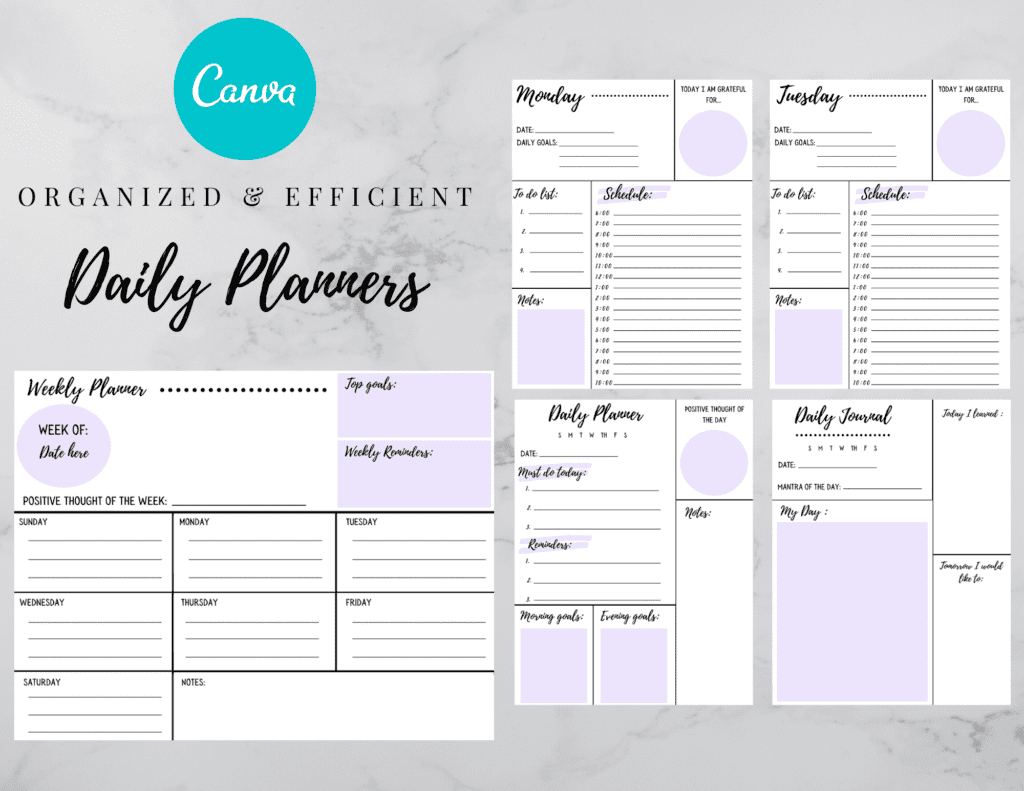 Purple Daily Planner Templates – Wander Off The Beaten Path